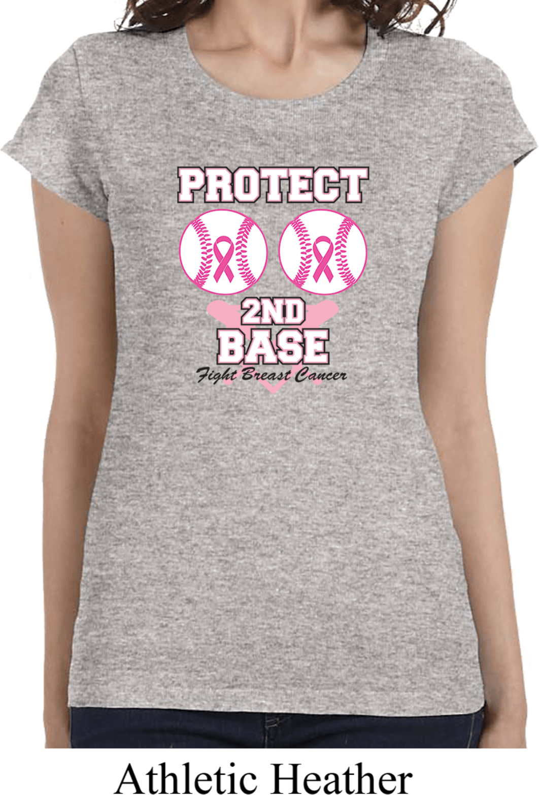 Ladies Breast Cancer Shirt Protect 2nd Base Longer Length Tee T-Shirt ...