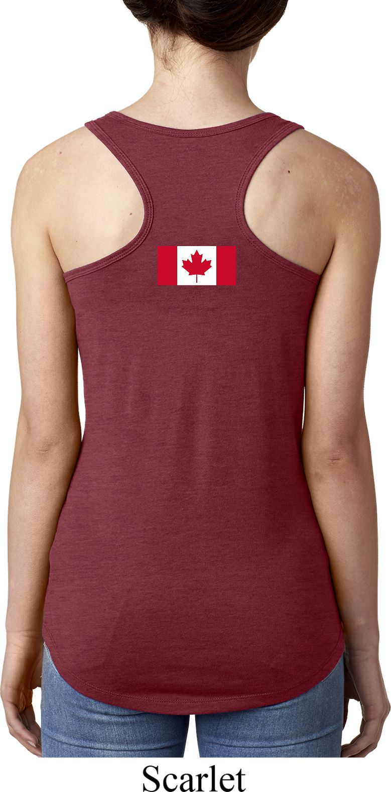 Ladies Canadian Flag Back Print Ideal Racerback - Canadian Flag Back ...