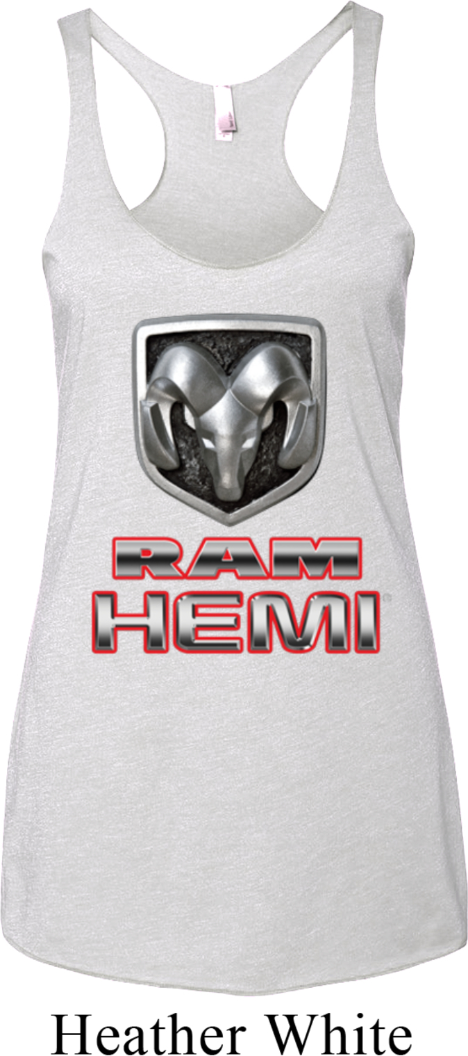 Ladies Dodge Tanktop Ram Hemi Logo Tri Blend Racerback Tank Top - Ram ...