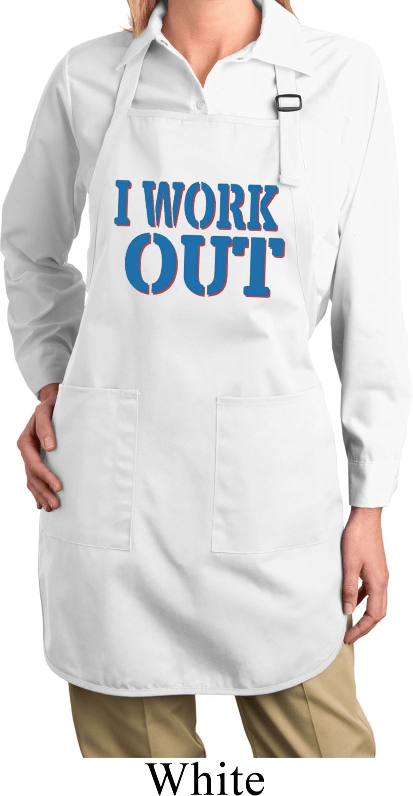 Ladies Fitness Apron I Work Out Full Length Apron with Pockets - I Work ...