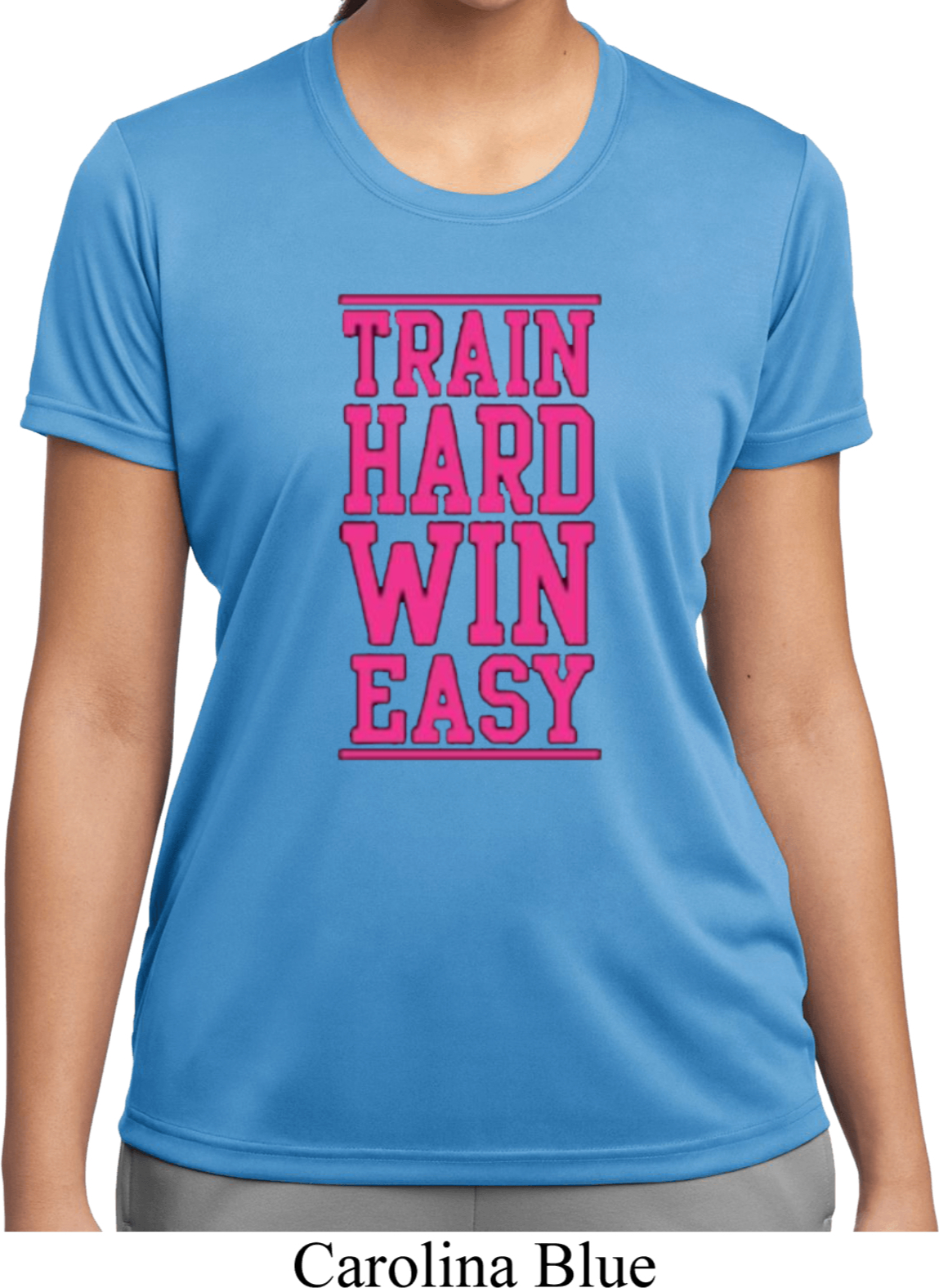 Ladies Fitness Shirt Train Hard Win Easy Moisture Wicking Tee T-Shirt ...