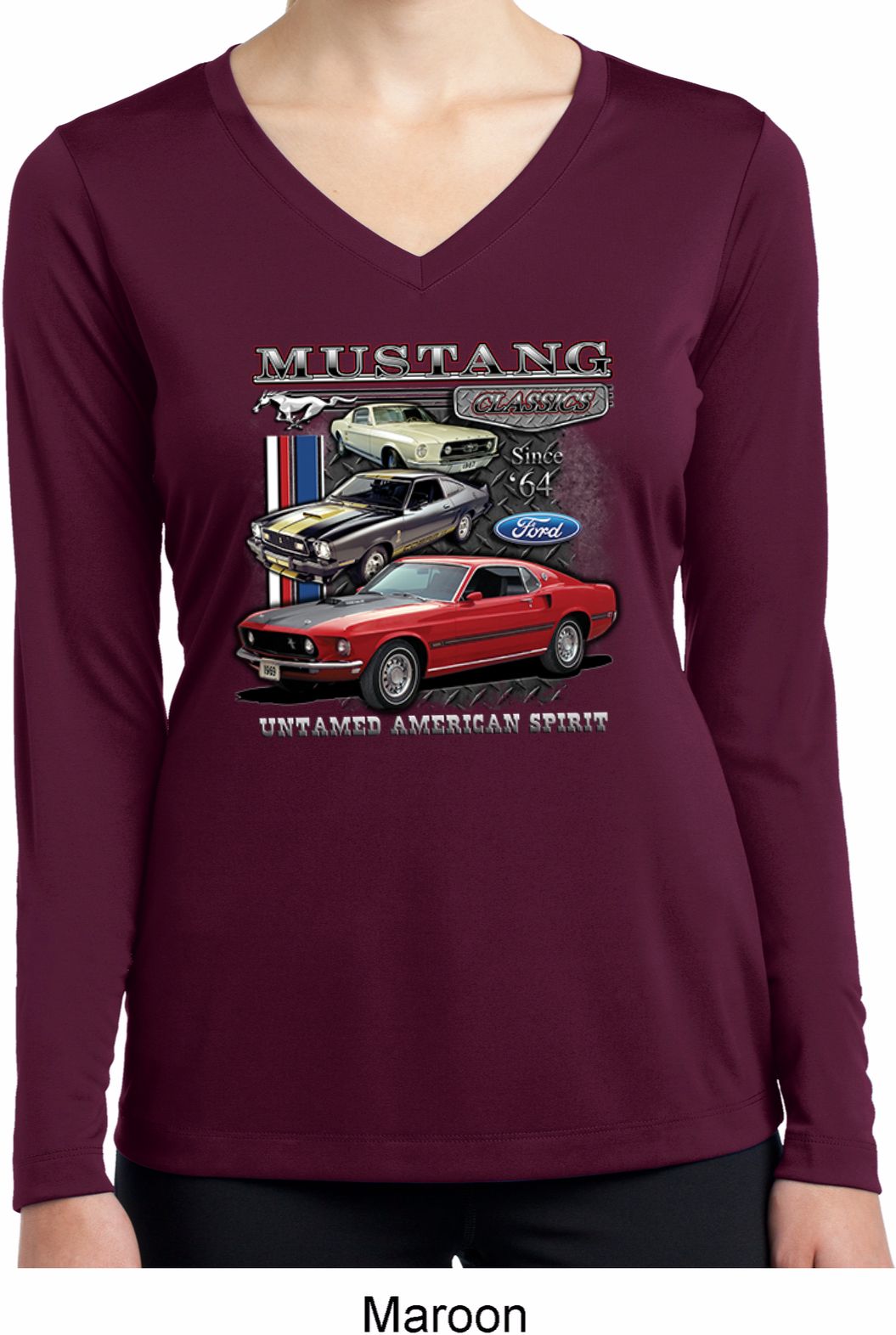 Ladies Ford Classic Mustangs Untamed Dry Wicking Long Sleeve - Ford ...