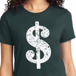 Ladies Funny Shirt Distressed Dollar Sign V-neck Tee T-Shirt ...