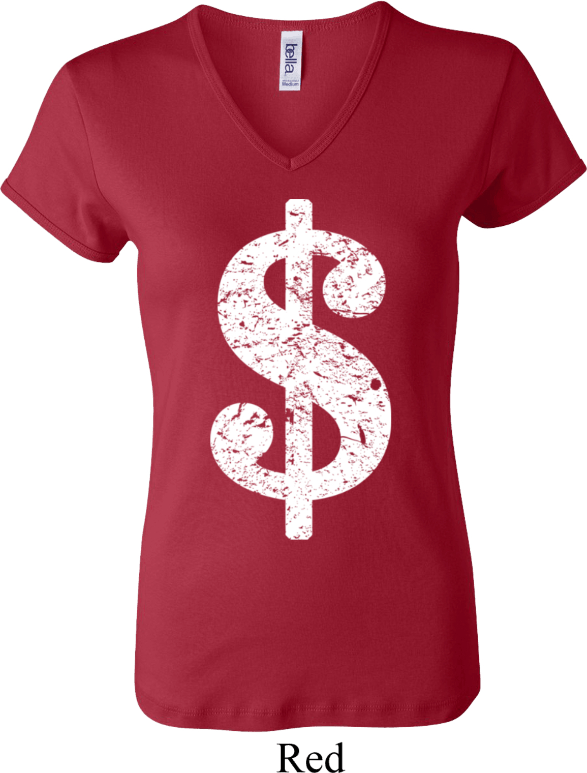 Ladies Funny Shirt Distressed Dollar Sign V-neck Tee T-Shirt ...