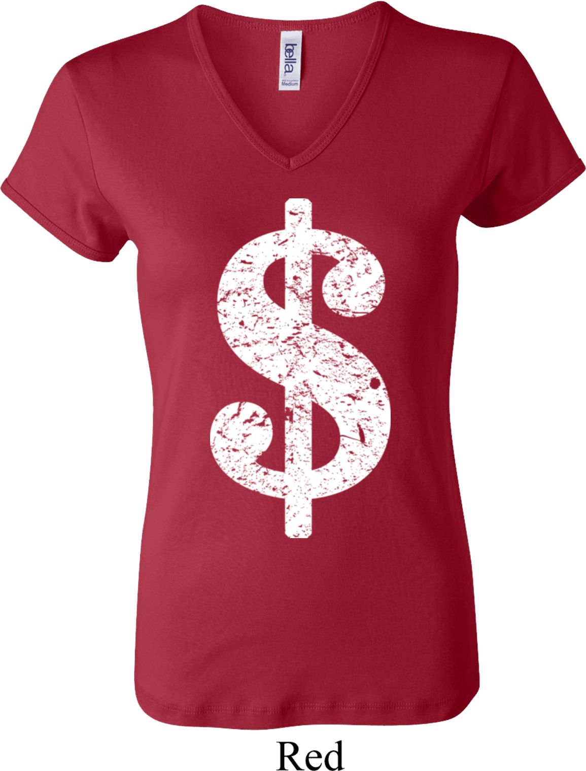Ladies Funny Shirt Distressed Dollar Sign V-neck Tee T-Shirt ...
