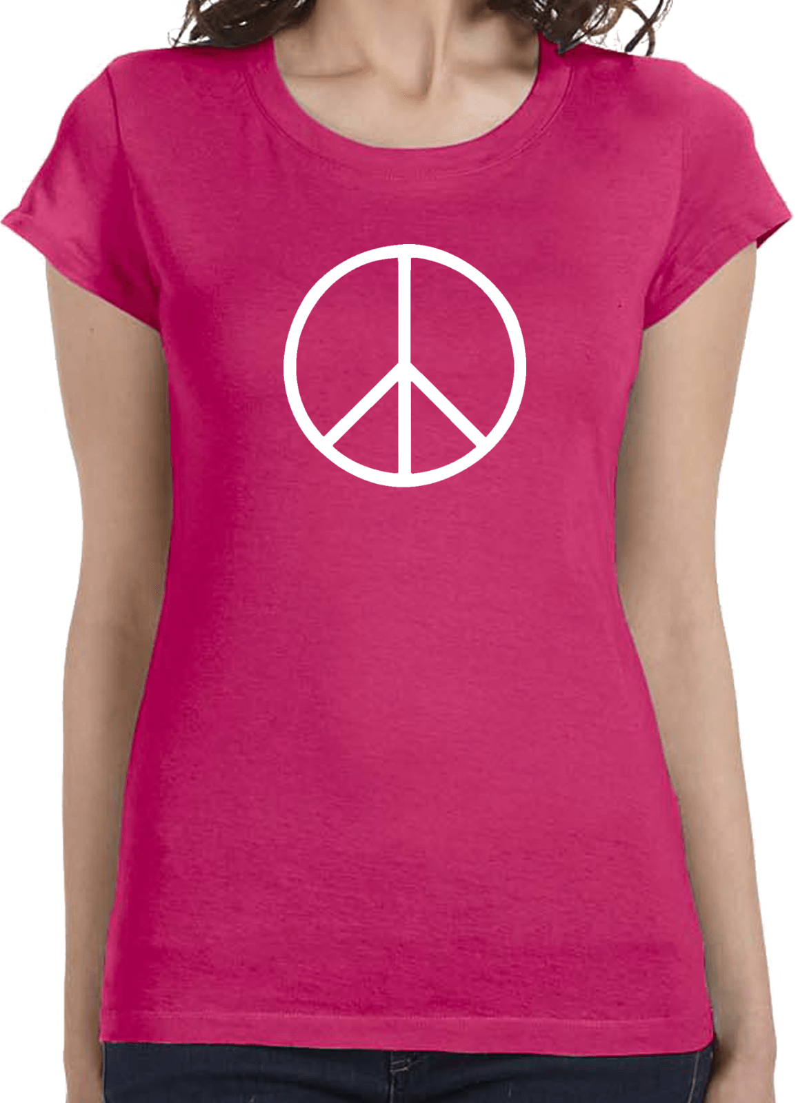 Ladies Peace Shirt Basic Peace White Longer Length Tee T-Shirt - Basic ...