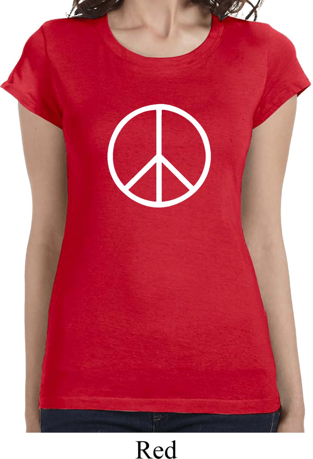 Ladies Peace Shirt Basic Peace White Longer Length Tee T-Shirt - Basic ...