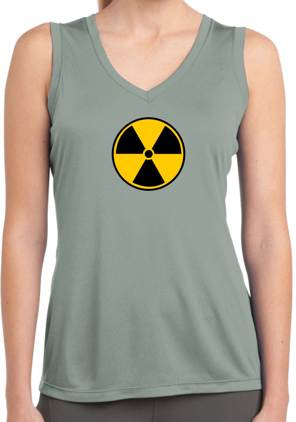 Ladies Shirt Radiation Symbol Sleeveless Moisture Wicking Tee ...