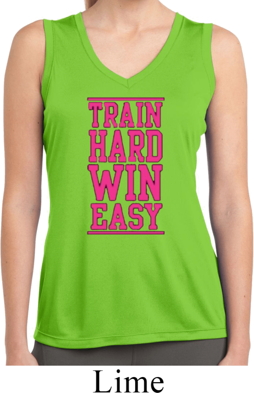 Ladies Shirt Train Hard Win Easy Sleeveless Moisture Wicking T-Shirt ...