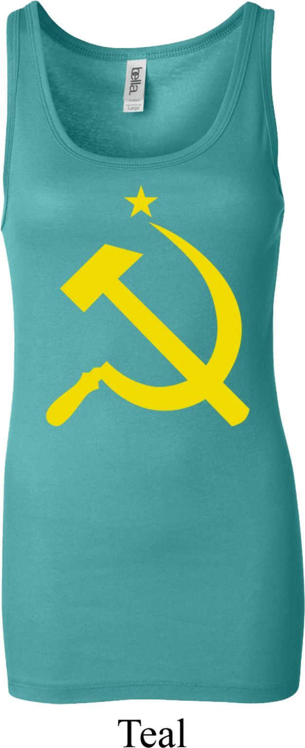 Ladies Soviet Tanktop Yellow Hammer And Sickle Longer Length Tank Top ...