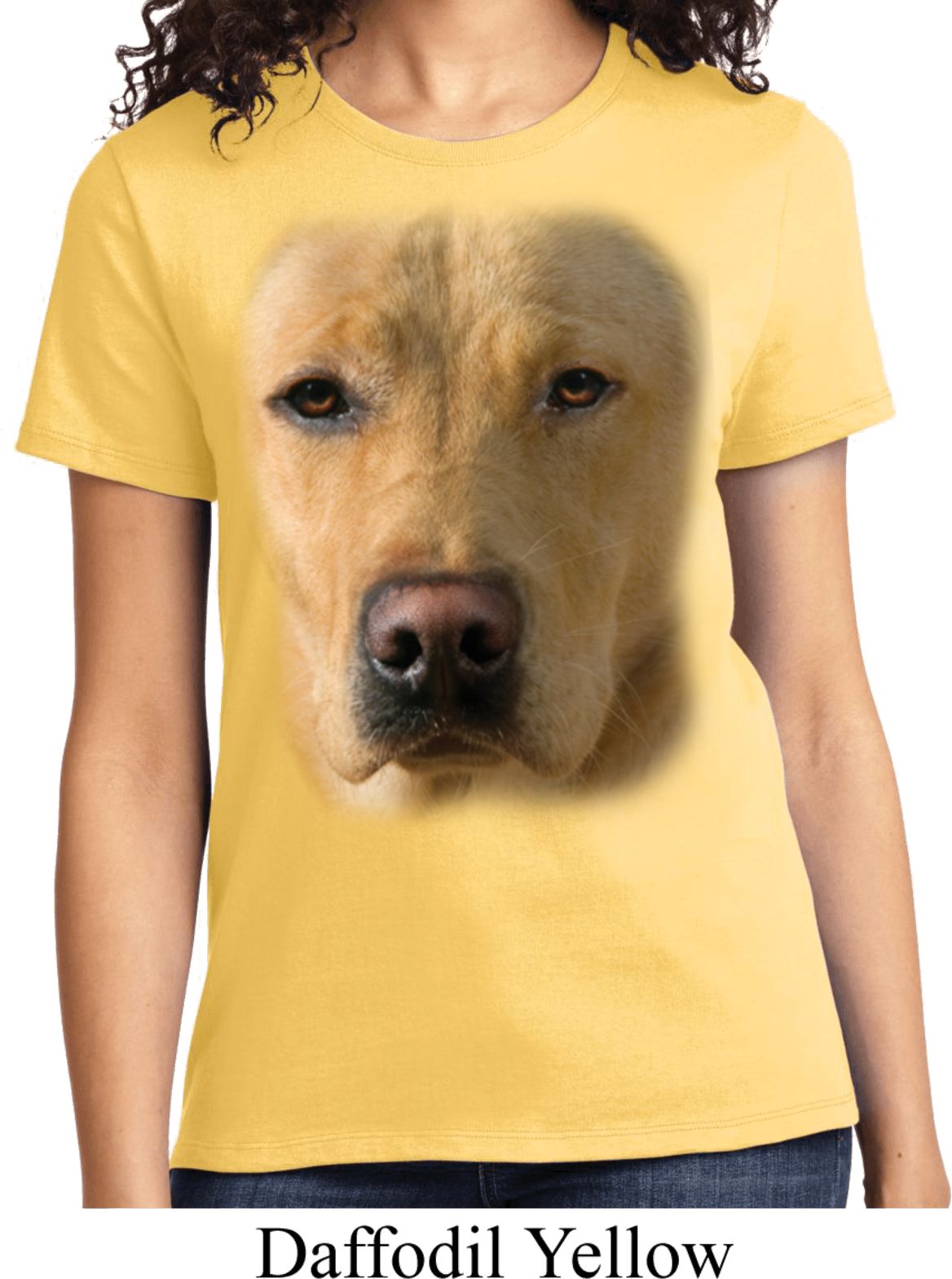 Ladies Yellow Lab Shirt Big Yellow Lab Face Tee T-Shirt - Big Yellow ...