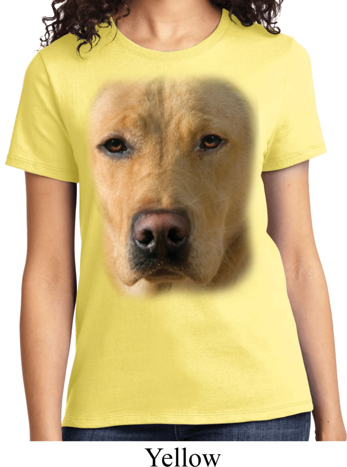 Ladies Yellow Lab Shirt Big Yellow Lab Face Tee T-Shirt - Big Yellow ...