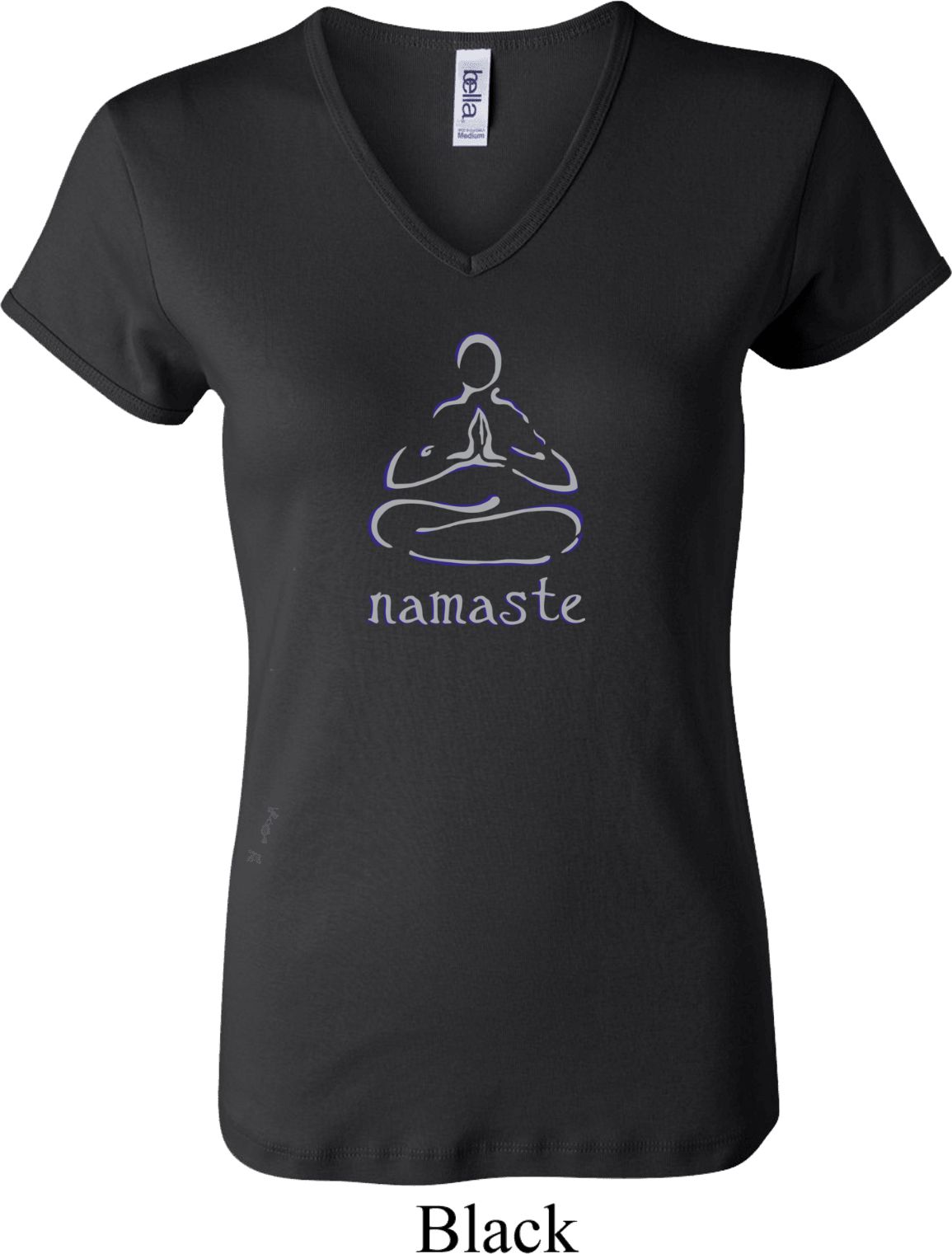 Ladies Yoga Shirt Namaste Lotus Pose V-neck Tee T-Shirt - Namaste Lotus ...