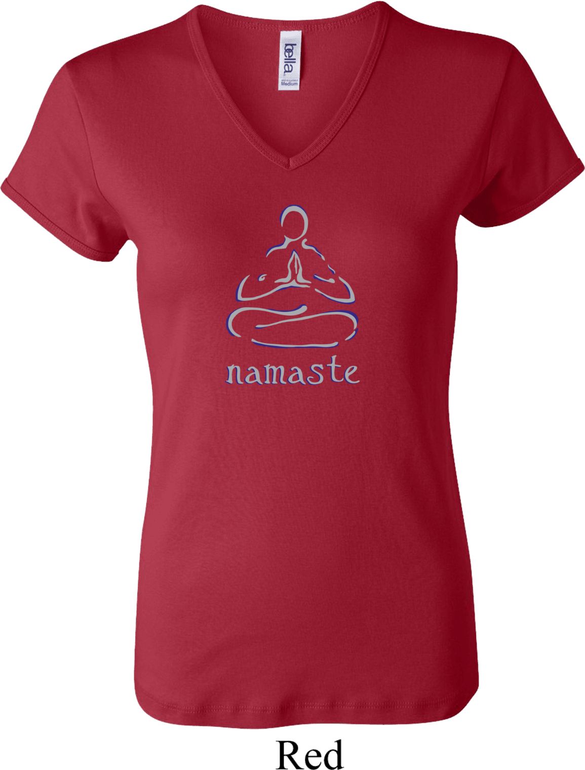 Ladies Yoga Shirt Namaste Lotus Pose V-neck Tee T-Shirt - Namaste Lotus ...
