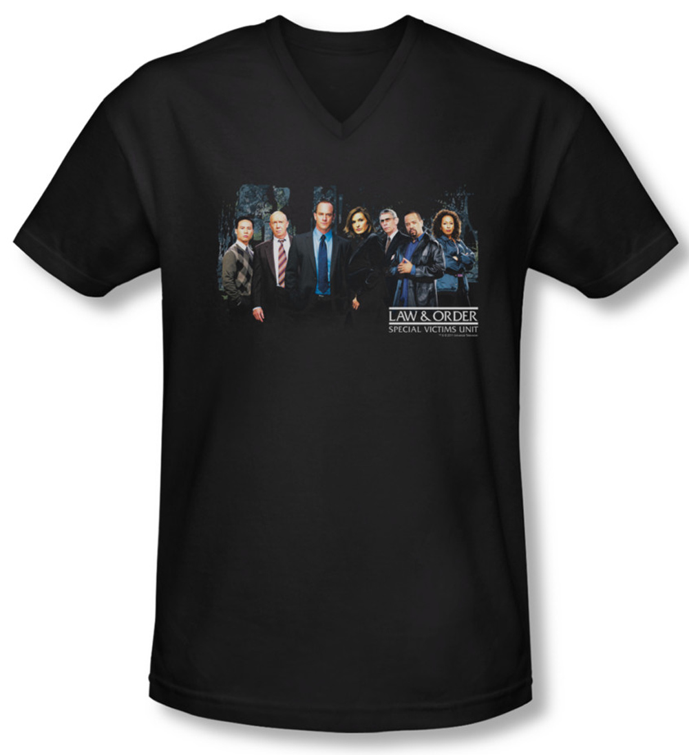 Law & Order: SVU Shirt Slim Fit V Neck Cast Black Tee T-Shirt - Law ...