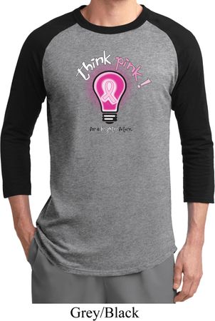 Mens Breast Cancer Awareness Shirt Think Pink Raglan Tee T-Shirt ...