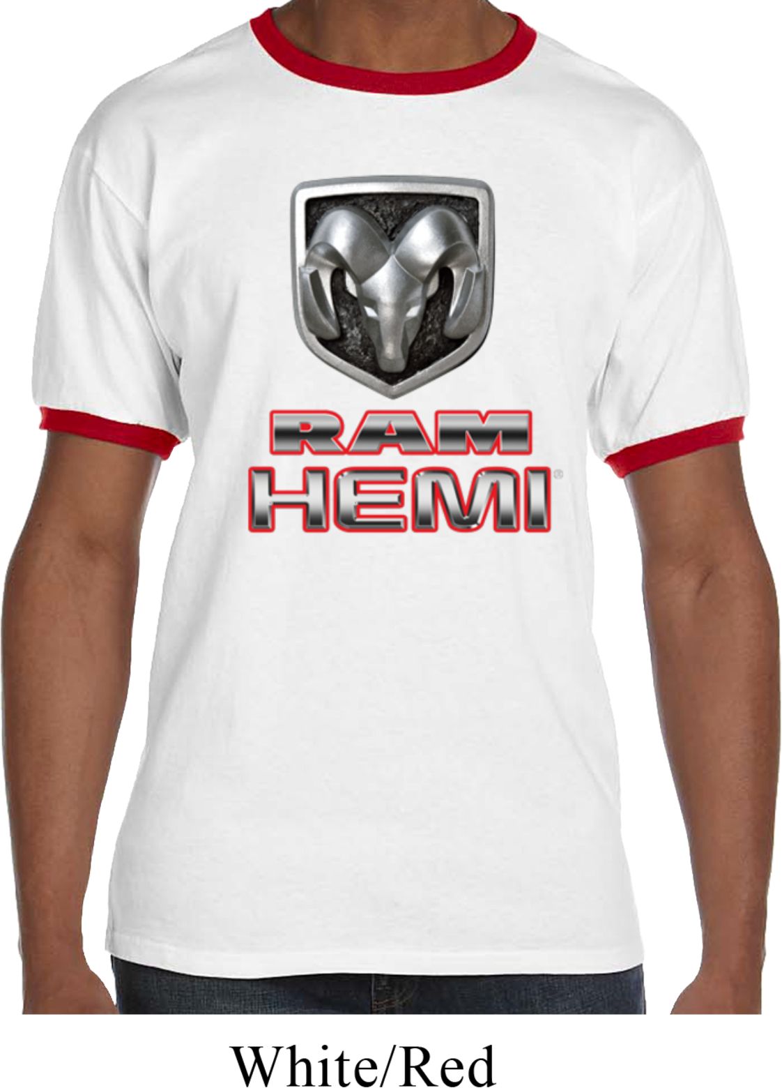 Mens Dodge Shirt Ram Hemi Logo Ringer Tee T-Shirt - Ram Hemi Logo Mens ...