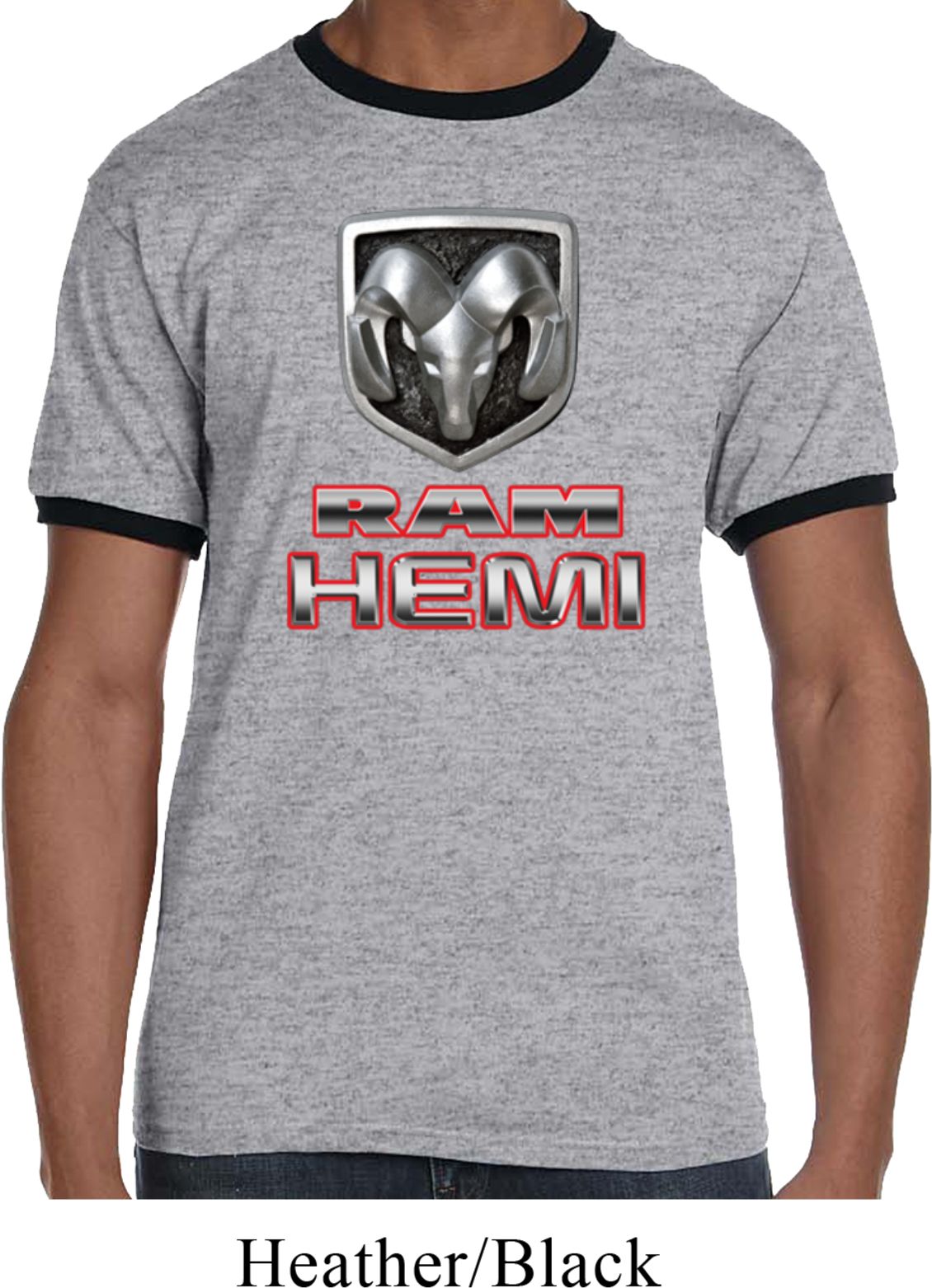 Mens Dodge Shirt Ram Hemi Logo Ringer Tee T-Shirt - Ram Hemi Logo Mens ...