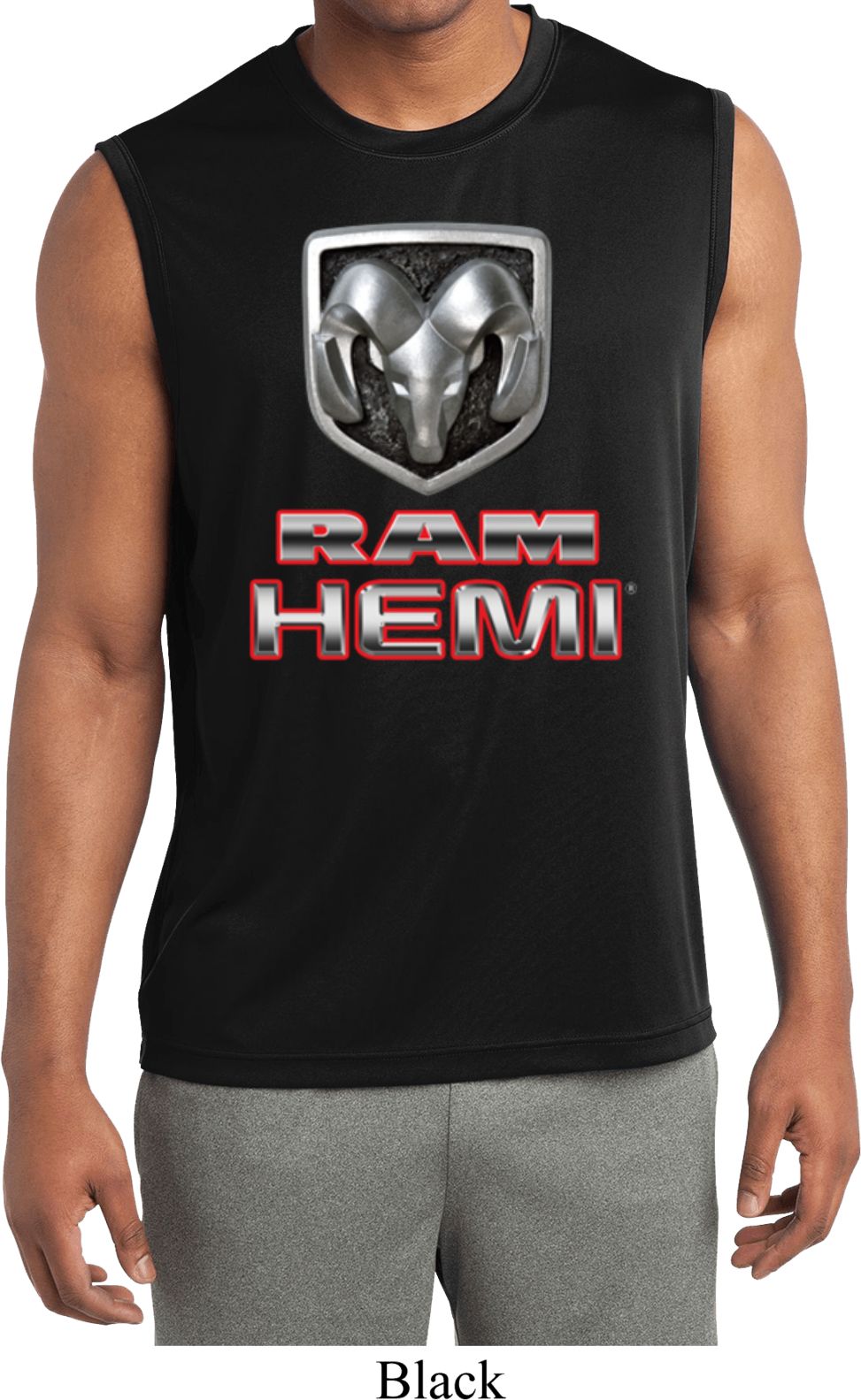 Mens Dodge Shirt Ram Hemi Logo Sleeveless Moisture Wicking Tee T-Shirt ...