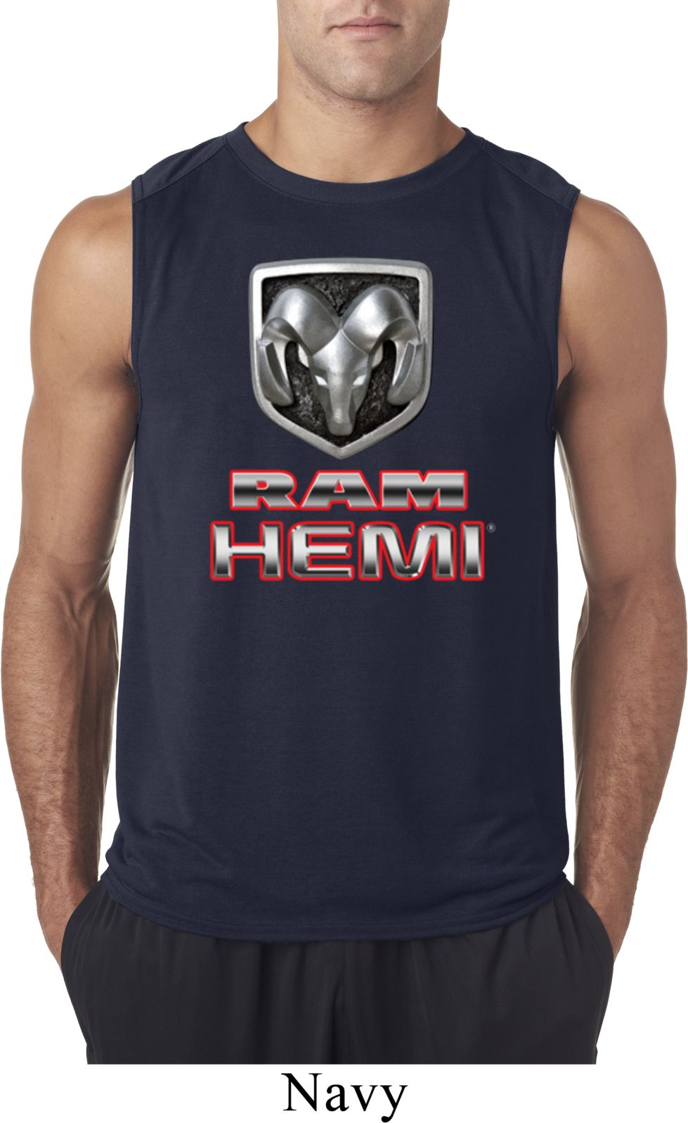 Mens Dodge Shirt Ram Hemi Logo Sleeveless Tee T-Shirt - Ram Hemi Logo ...