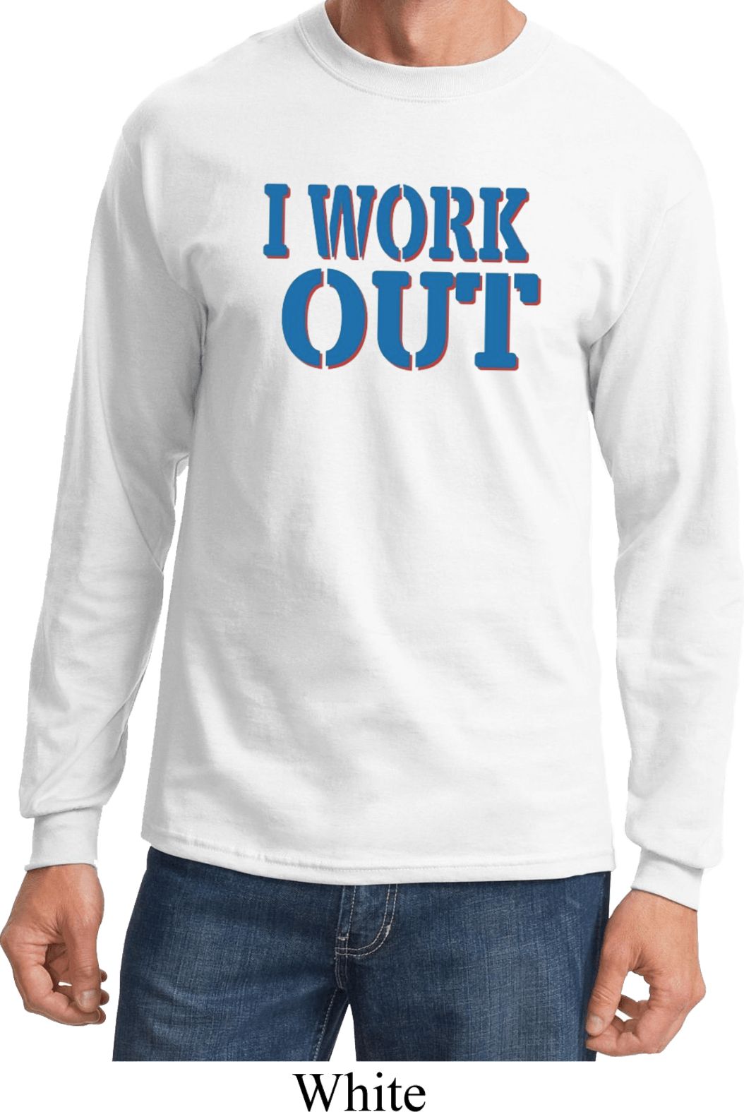 Mens Fitness Shirt I Work Out Long Sleeve Tee T-Shirt - I Work Out Mens ...