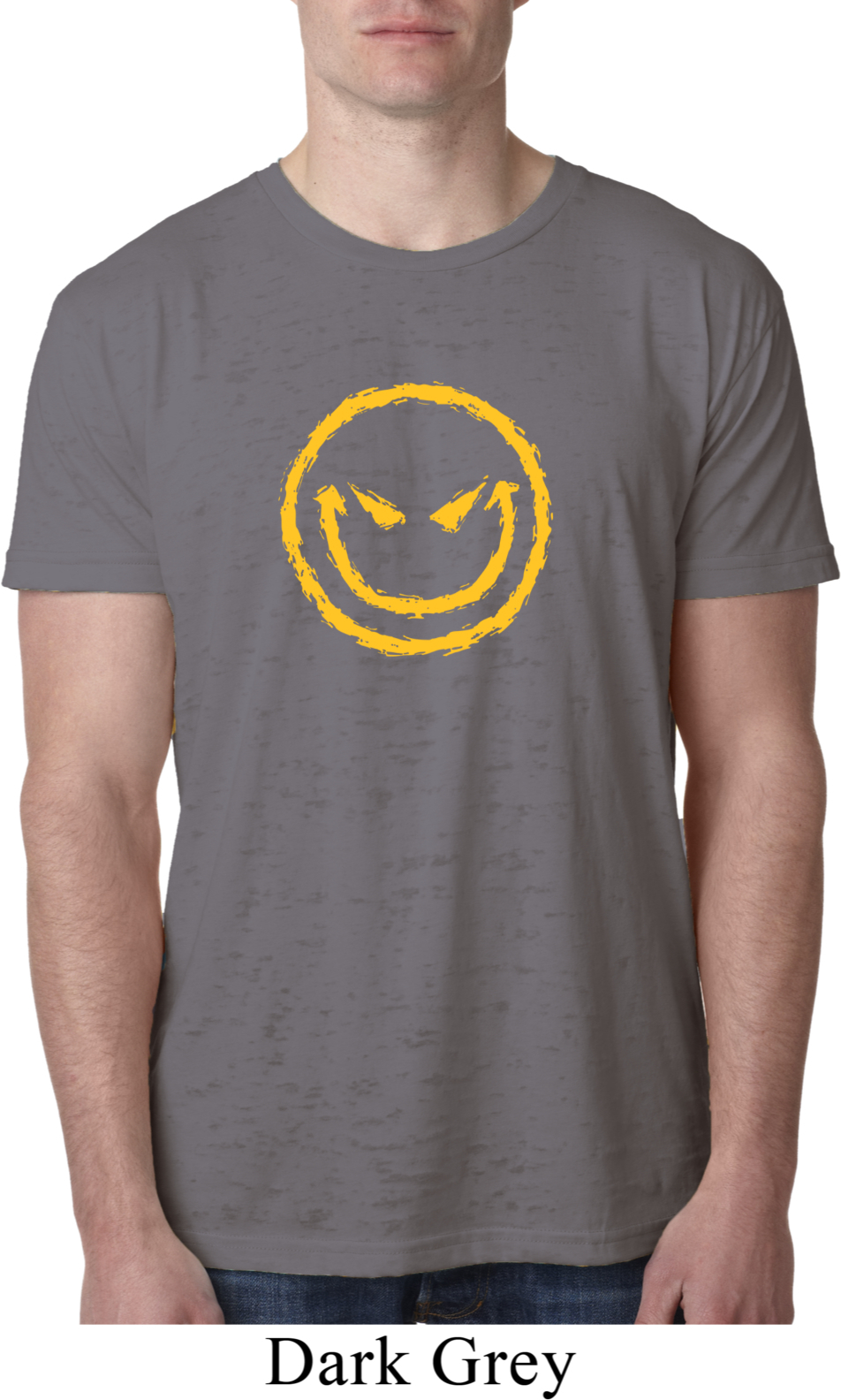 Mens Halloween Shirt Evil Smiley Face Burnout Tee T-Shirt - Evil Smiley ...