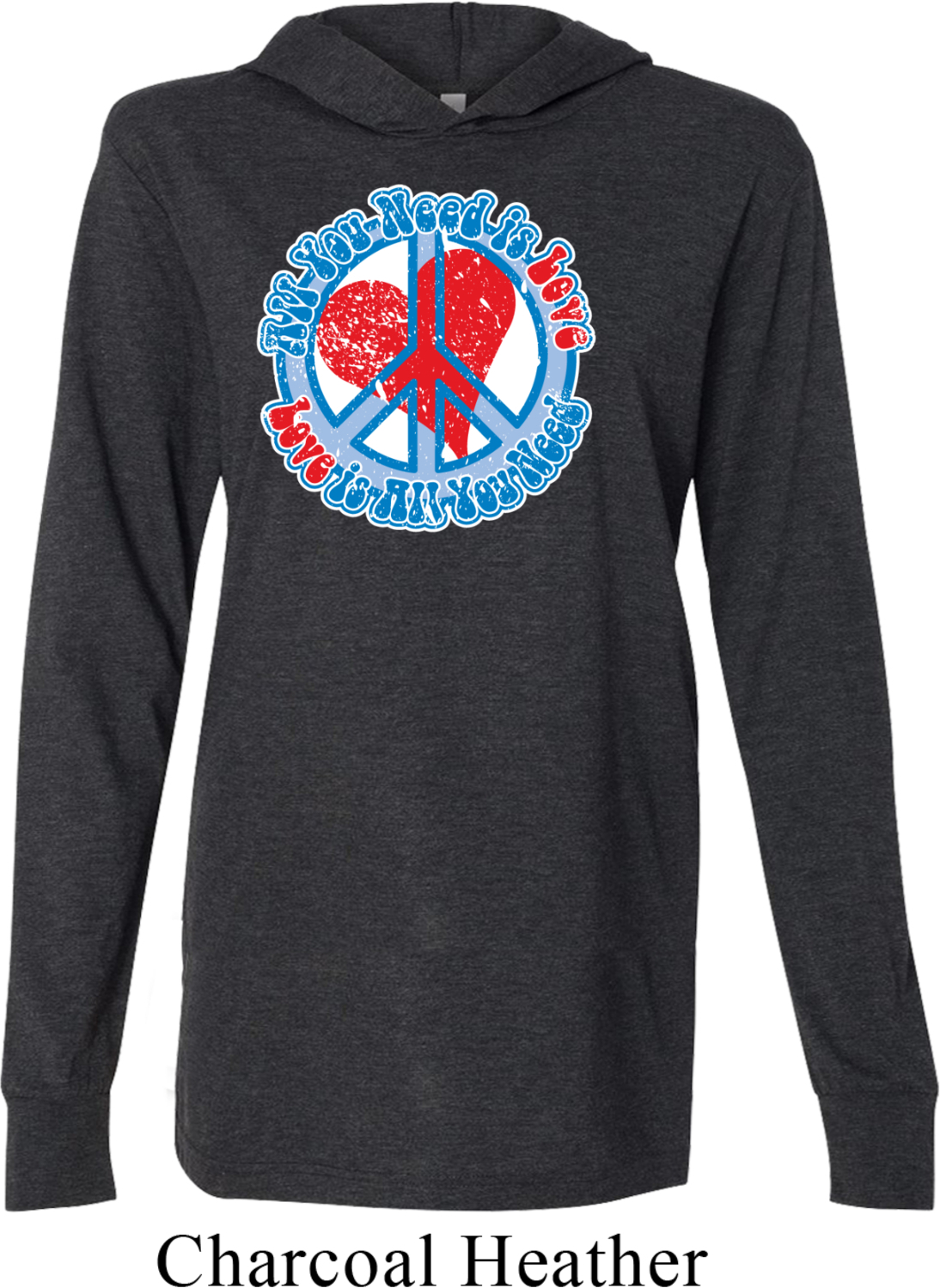 Mens Peace Shirt All You Need is Love Lightweight Hoodie Tee - All You ...