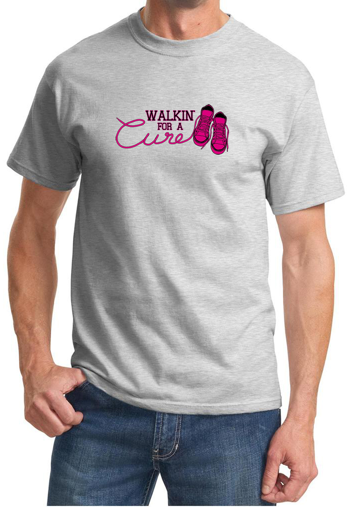 Mens Shirt Breast Cancer Awareness Walkin For a Cure Tee T-Shirt ...