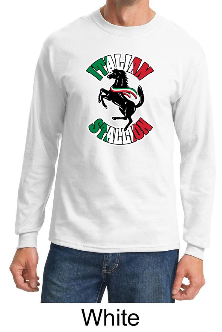 Mens Shirt Italian Stallion Long Sleeve Tee T-Shirt - Italian Stallion ...