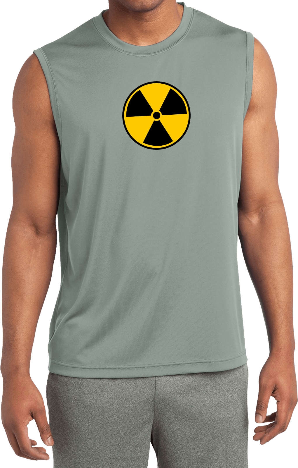 Mens Shirt Radiation Symbol Sleeveless Moisture Wicking Tee T-Shirt ...