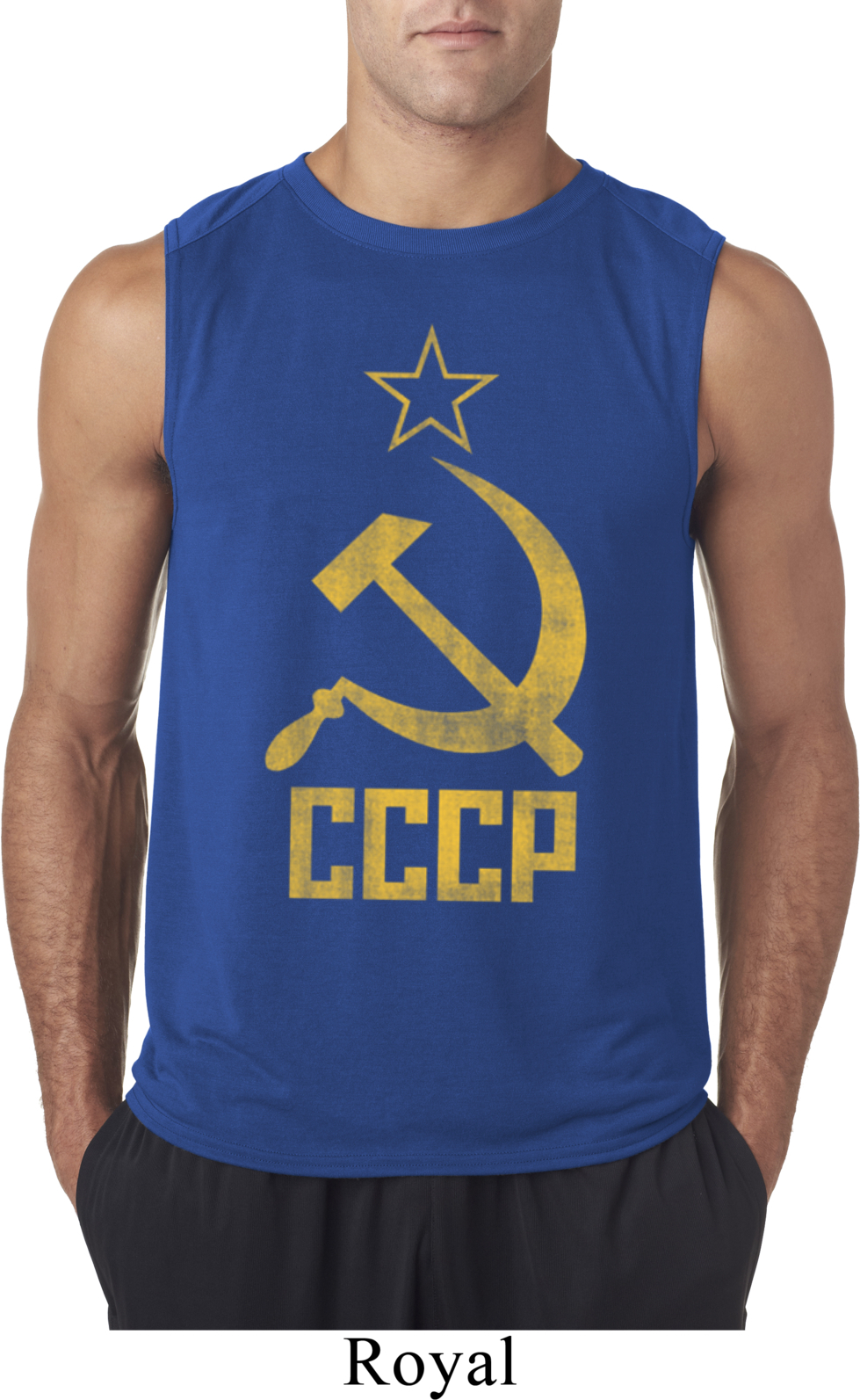 Mens Soviet Shirt CCCP Distressed Sleeveless Tee T-Shirt - USSR Soviet ...