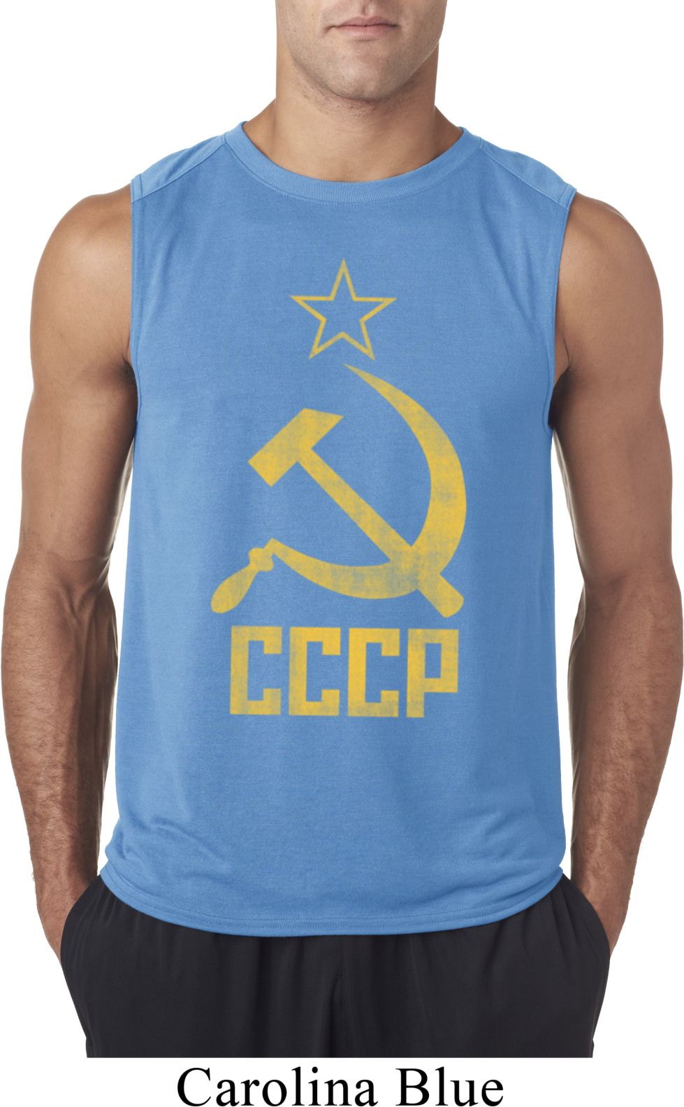 Mens Soviet Shirt CCCP Distressed Sleeveless Tee T-Shirt - USSR Soviet ...