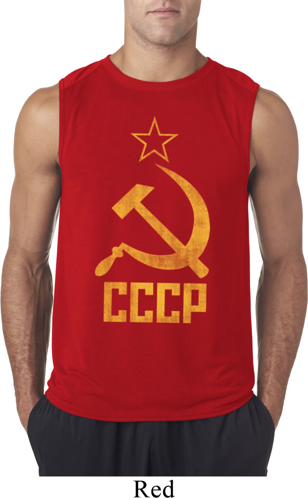 Mens Soviet Shirt CCCP Distressed Sleeveless Tee T-Shirt - USSR Soviet ...