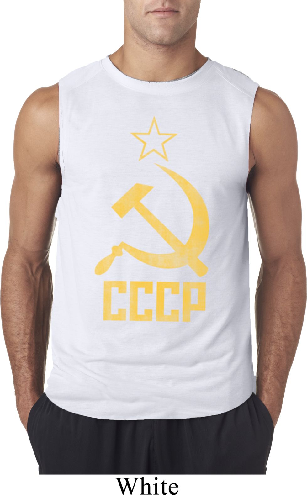 Mens Soviet Shirt CCCP Distressed Sleeveless Tee T-Shirt - USSR Soviet ...