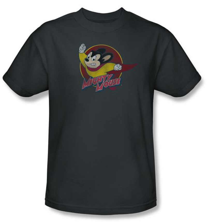 Mighty Mouse T-shirt - TV Series Mighty Circle Adult Charcoal Tee ...