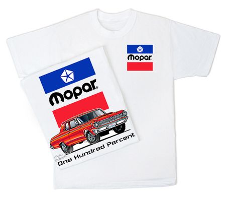 Mopar Shirt 100% Adult White T-shirt Tee - Mopar T-shirts