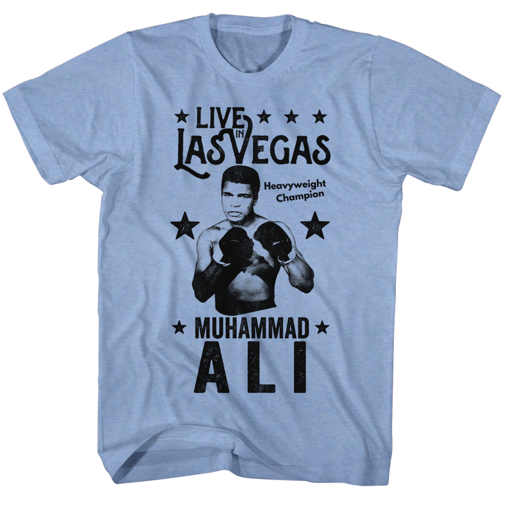 Muhammad Ali Shirt Live In Vegas Light Blue T-Shirt - Muhammad Ali Shirts