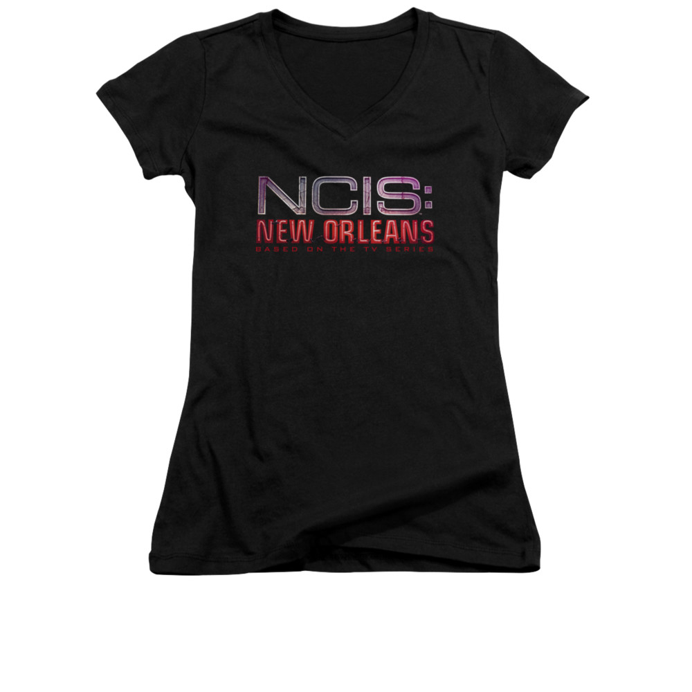 NCIS New Orleans Shirt Juniors V Neck Neon Sign Black T-Shirt - NCIS ...