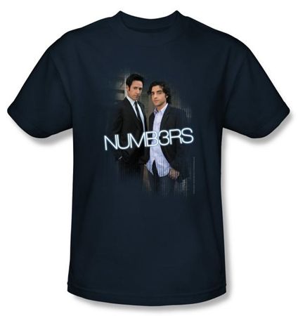 Numb3rs T-Shirt - Don & Charlie Adult Navy Blue Tee Shirt - Numb3rs Don ...