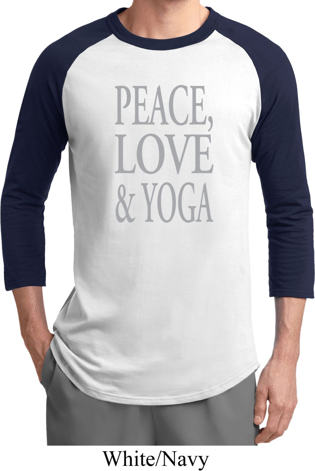 Peace Love & Yoga Mens Raglan Shirt - Peace Love & Yoga Mens Yoga Shirts