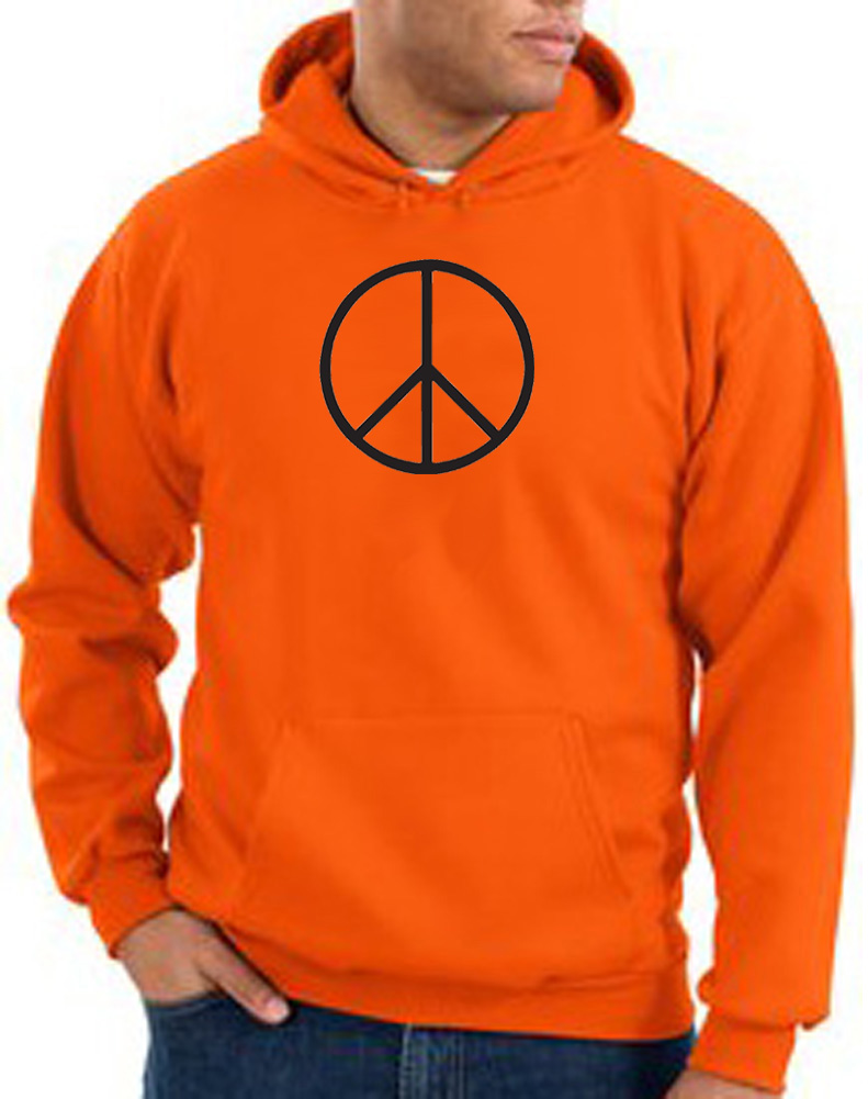 Peace Sign Hoodie Basic Peace Black Print Hoodie - Orange - Basic Peace ...