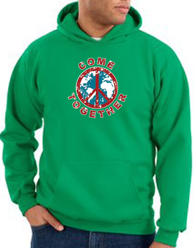 Peace Sign Hoodie Come Together Hoody Kelly Green - Come Together Peace ...
