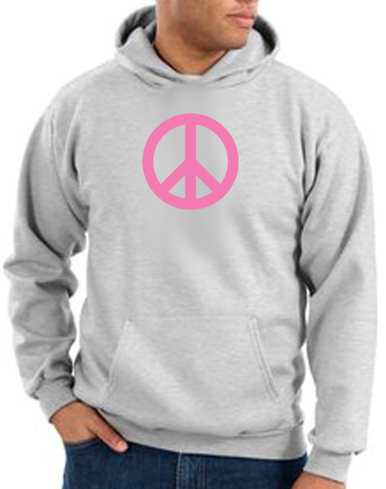 Peace Sign Hoodie Pink Peace Hoody Ash - Pink Peace Pullover Hooded ...