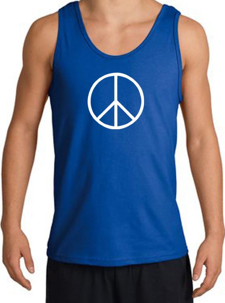 Peace Sign Tank Top Basic Peace White Print Tanktop Royal - Basic Peace ...
