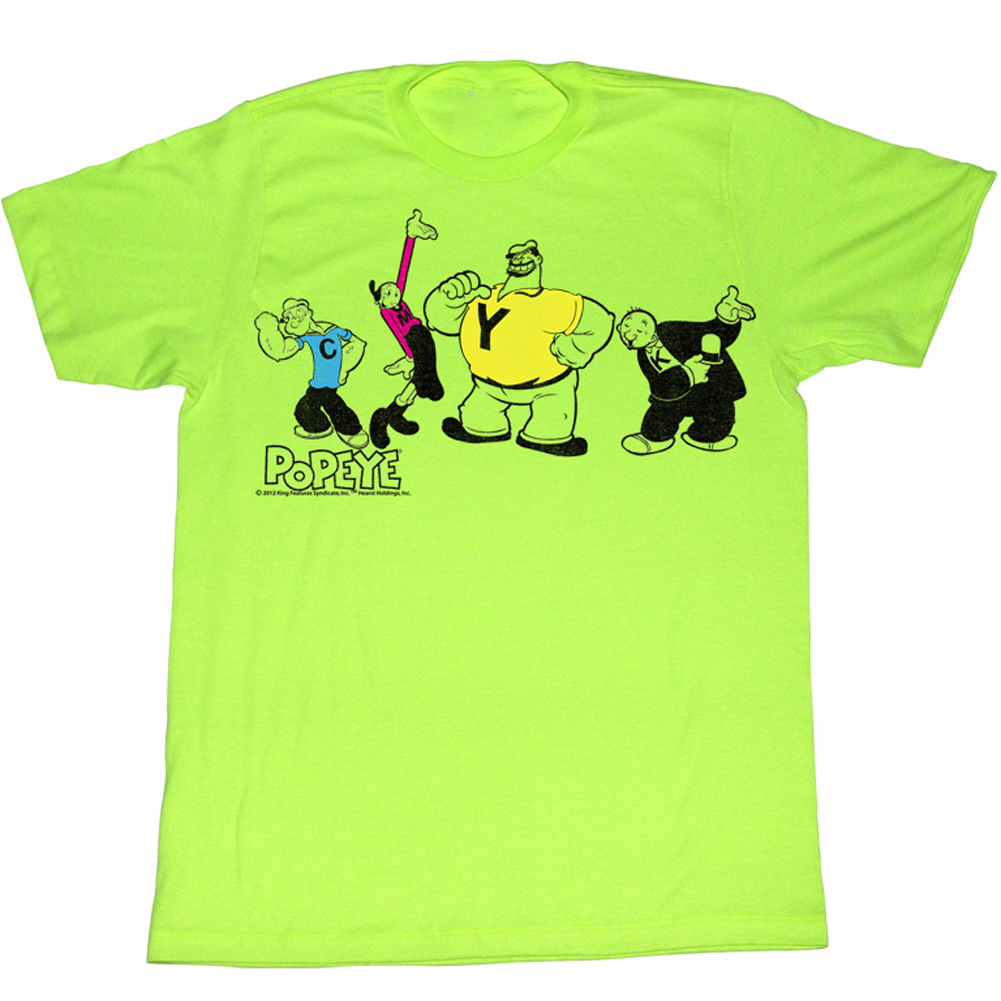 Popeye Shirt CMYK Adult Bright Green T-Shirt Tee - Popeye Shirts