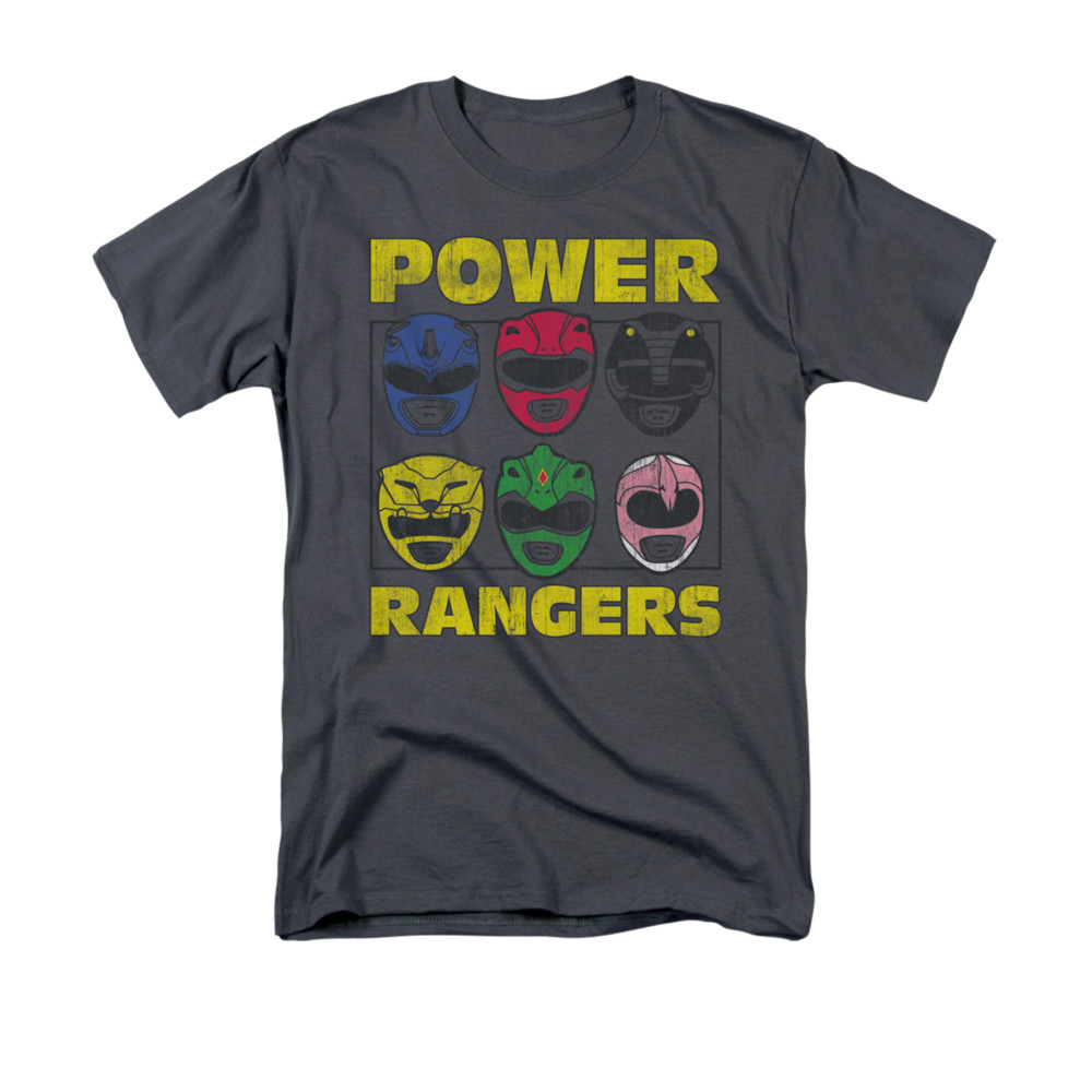 Power Rangers Shirt Heads Charcoal T-Shirt - Power Rangers Heads Shirts