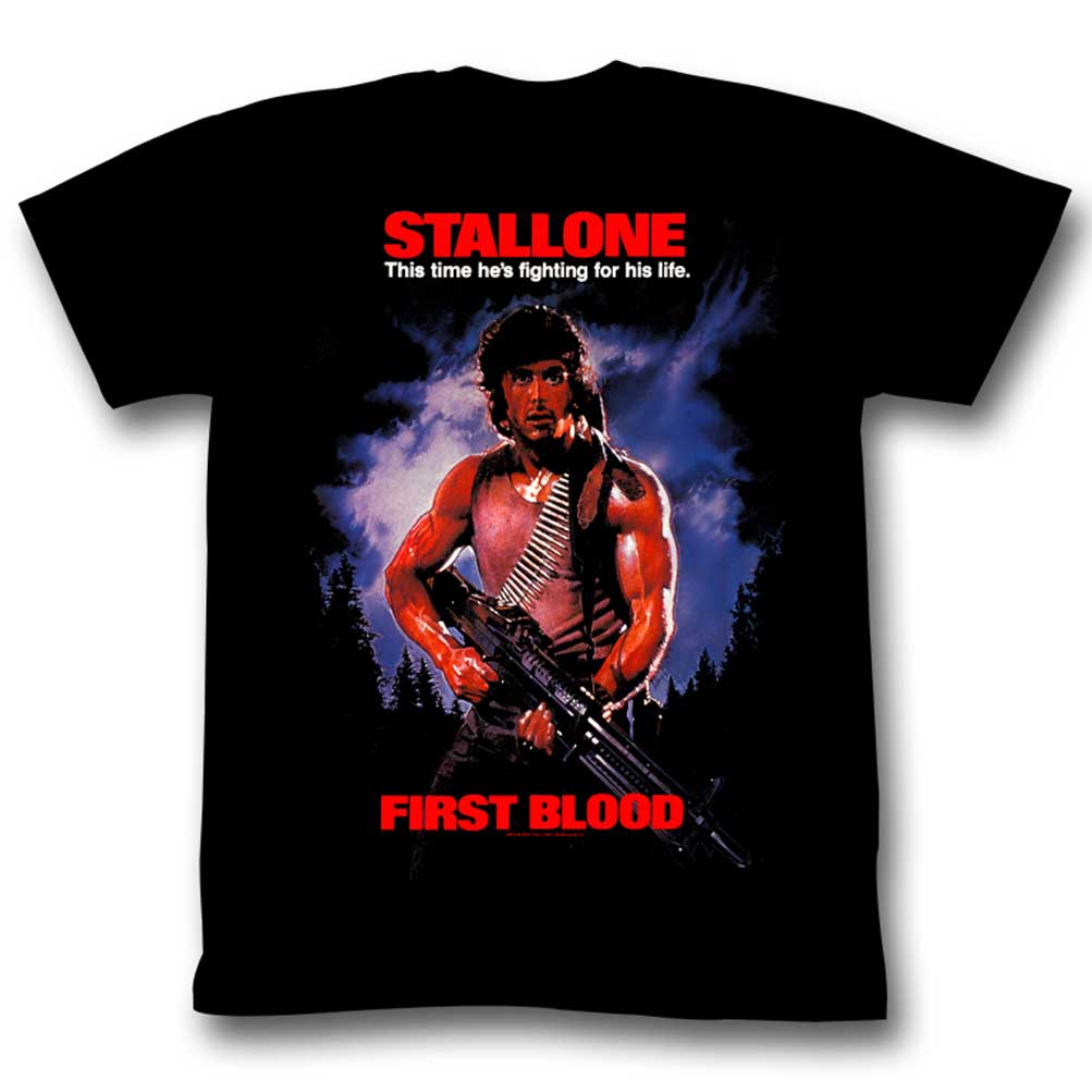 Rambo Shirt Fighting For His Life Black T-Shirt - Rambo Shirts
