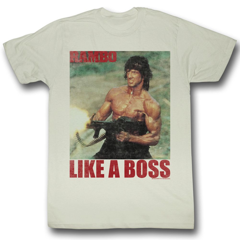 Rambo Shirt Like A Boss Adult Heather Green Tee T-Shirt - Rambo Shirts