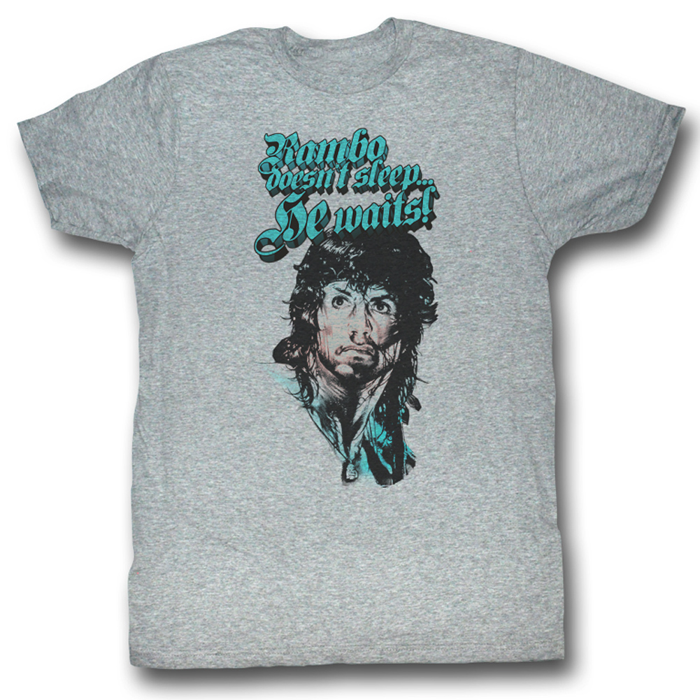 Rambo Shirt Rain On Your Face Adult Heather Gray Tee T-Shirt - Rambo Shirts