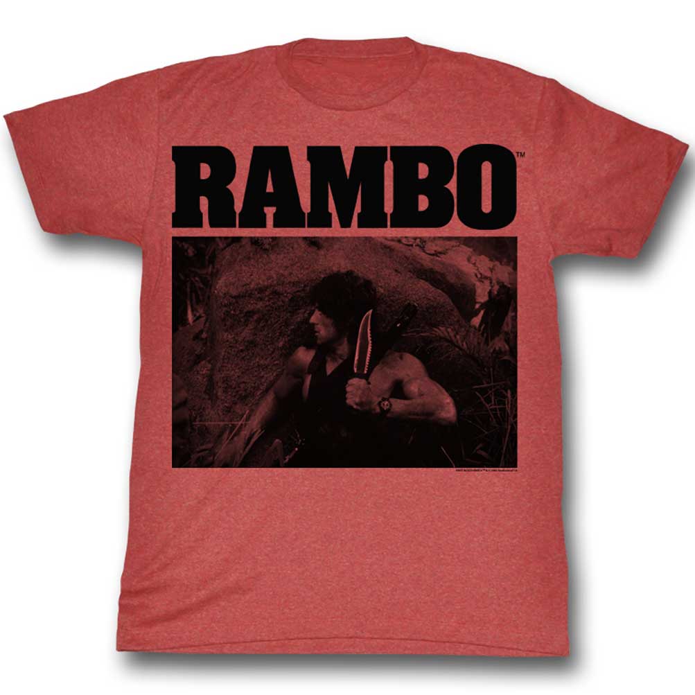 Rambo Shirt Waiting Red Heather T-Shirt - Rambo Shirts
